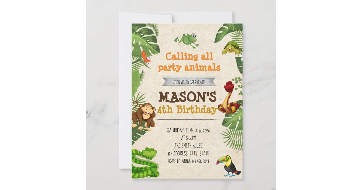 Rainforest birthday party invitation | Zazzle
