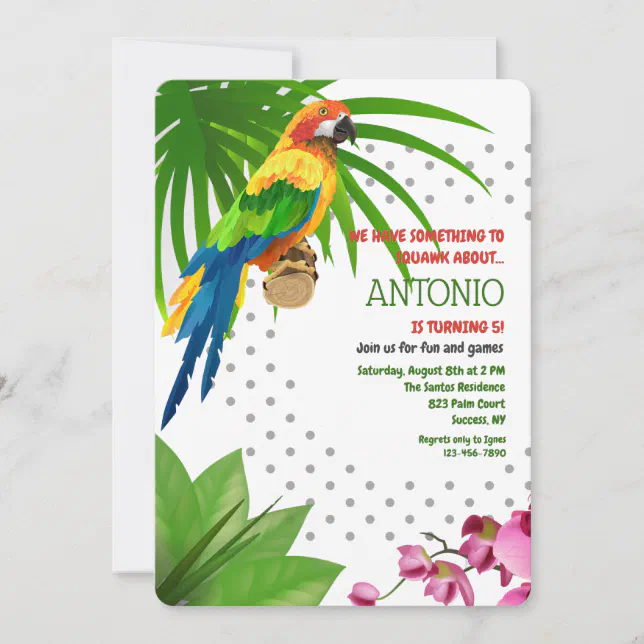 Rainforest Parrot Invitation | Zazzle