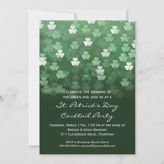 Raining Shamrocks St Patricks Day Party Invitation | Zazzle