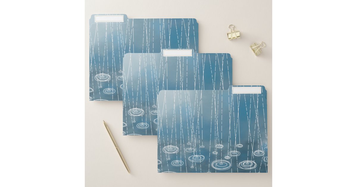 Rainy Day Blue File Folder | Zazzle