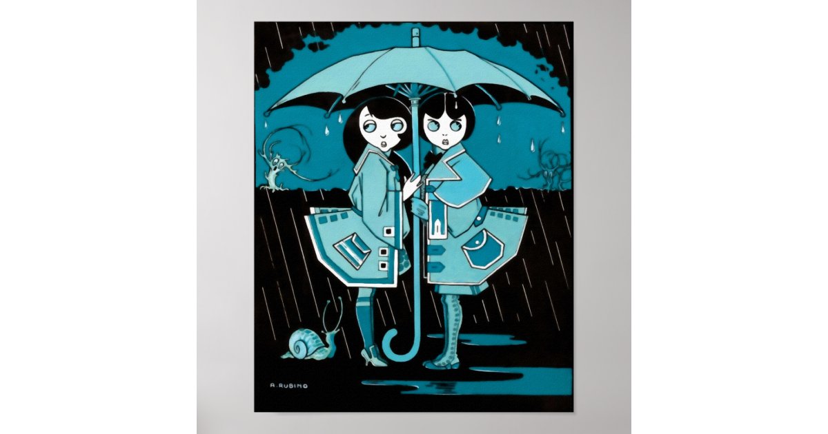 Rainy Day in Blue Poster | Zazzle