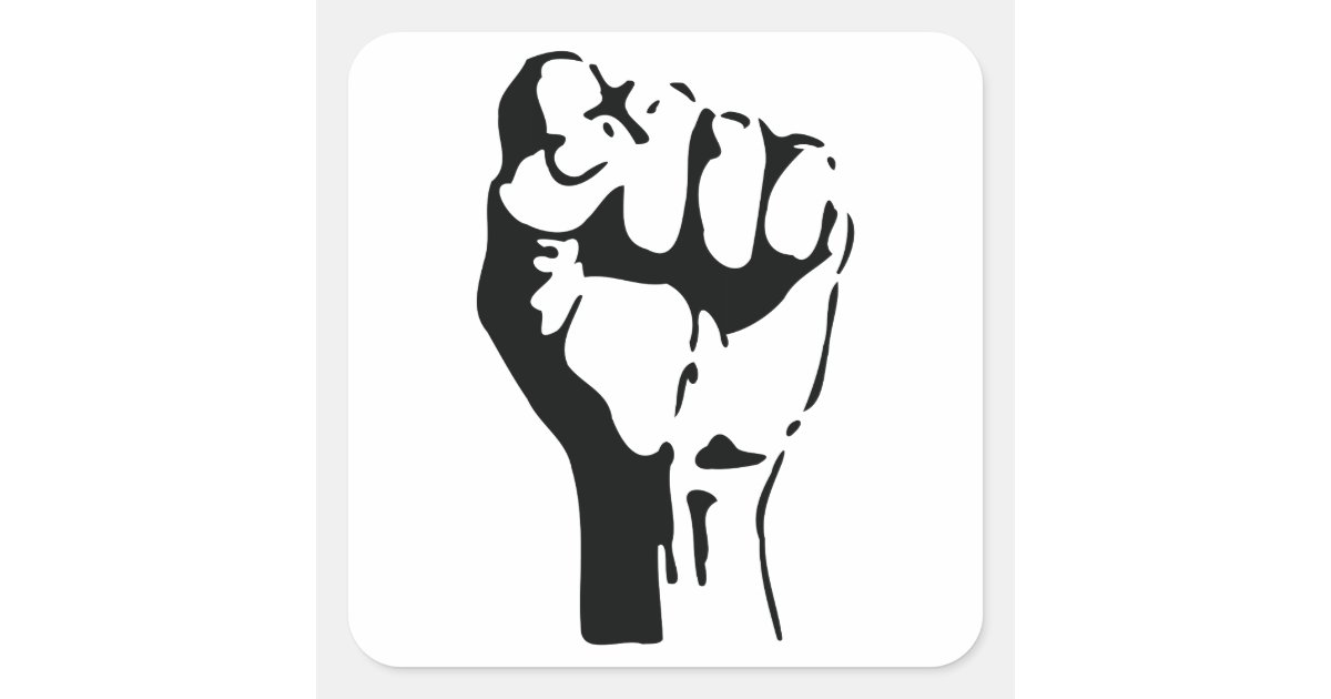 raised fist square sticker | Zazzle