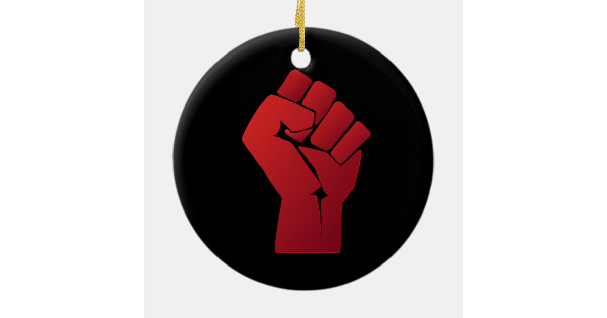 Raised Red Gradient Fist Ceramic Ornament | Zazzle