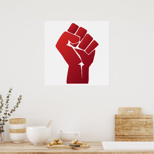 Raised Red Gradient Fist Poster | Zazzle