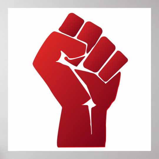 Raised Red Gradient Fist Poster | Zazzle.com