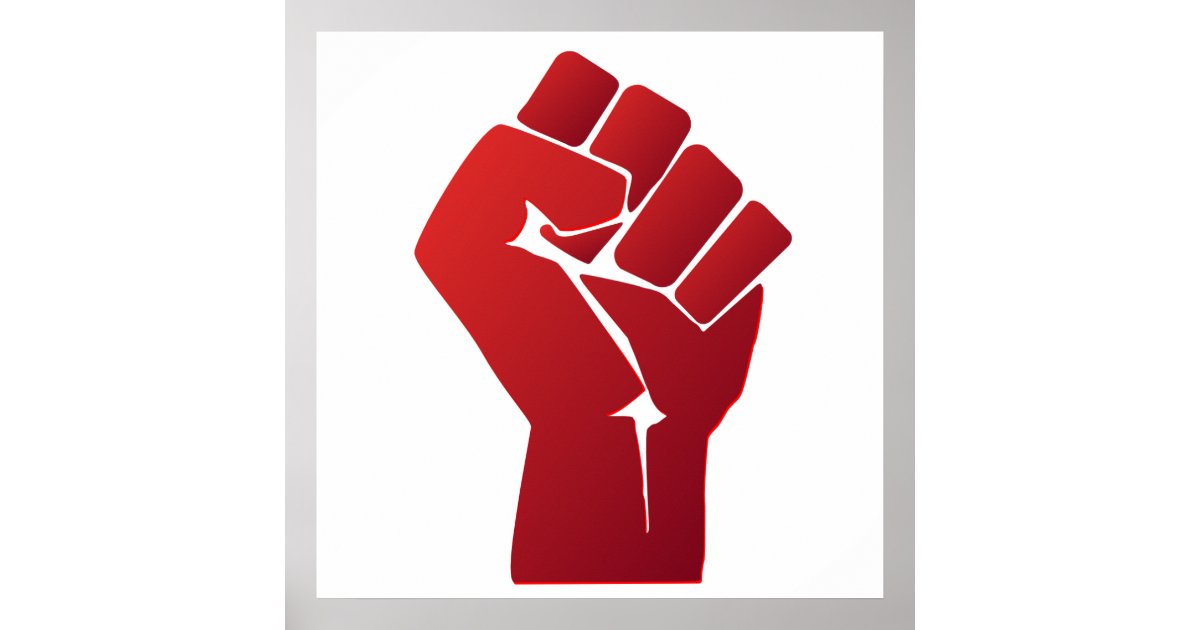 Raised Red Gradient Fist Poster | Zazzle