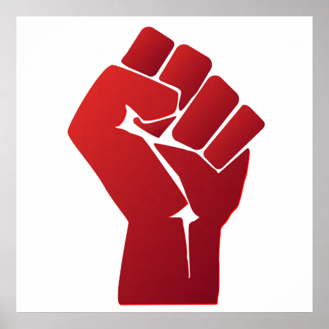 Raised Red Gradient Fist Poster | Zazzle