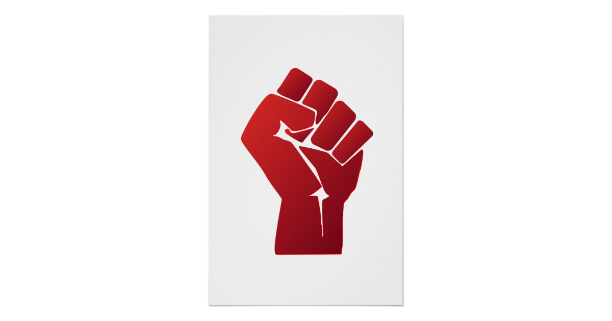 Raised Red Gradient Fist Poster | Zazzle