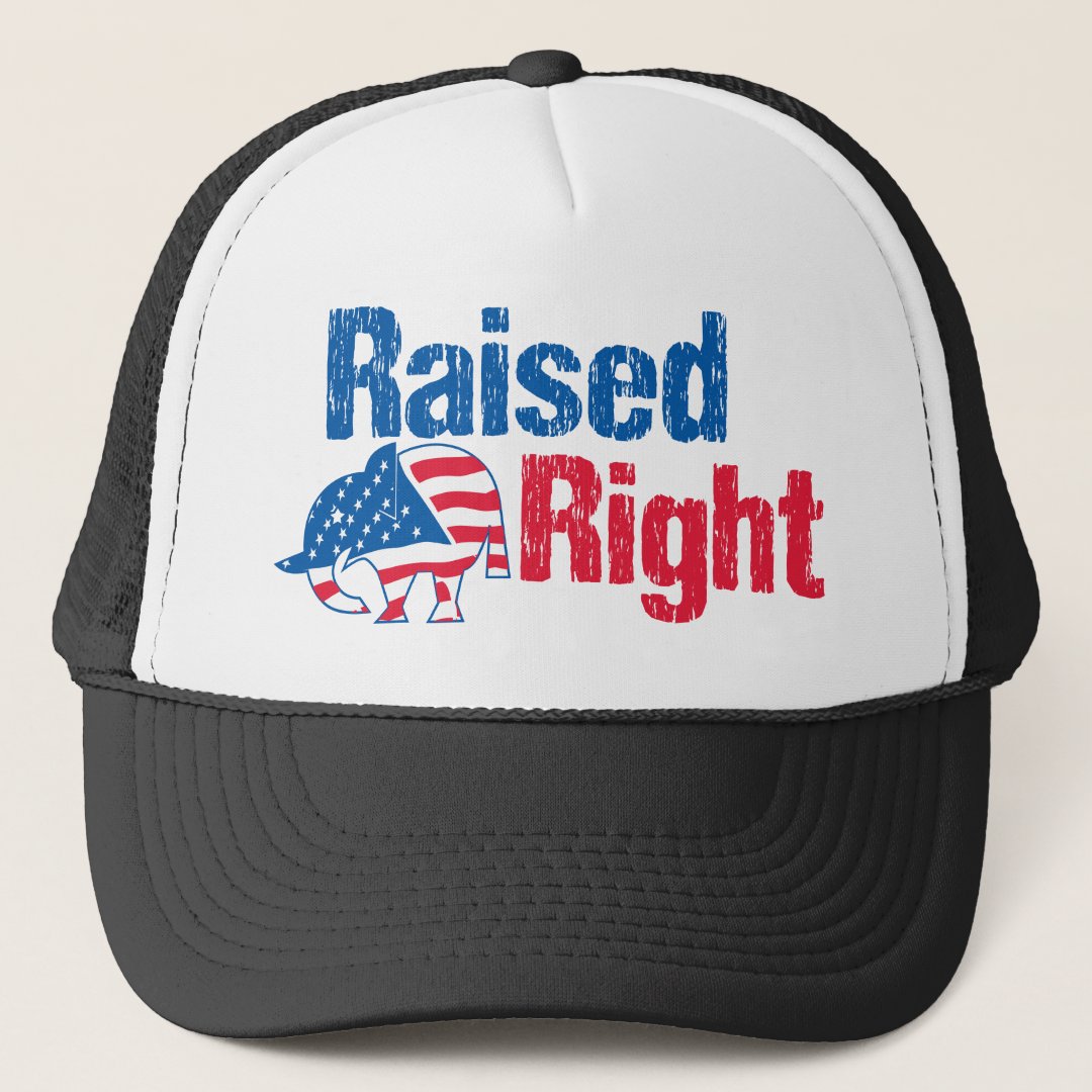 Raised Right - Republican Trucker Hat | Zazzle