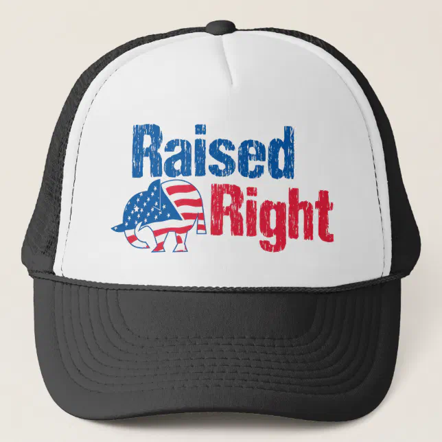 Raised Right - Republican Trucker Hat | Zazzle