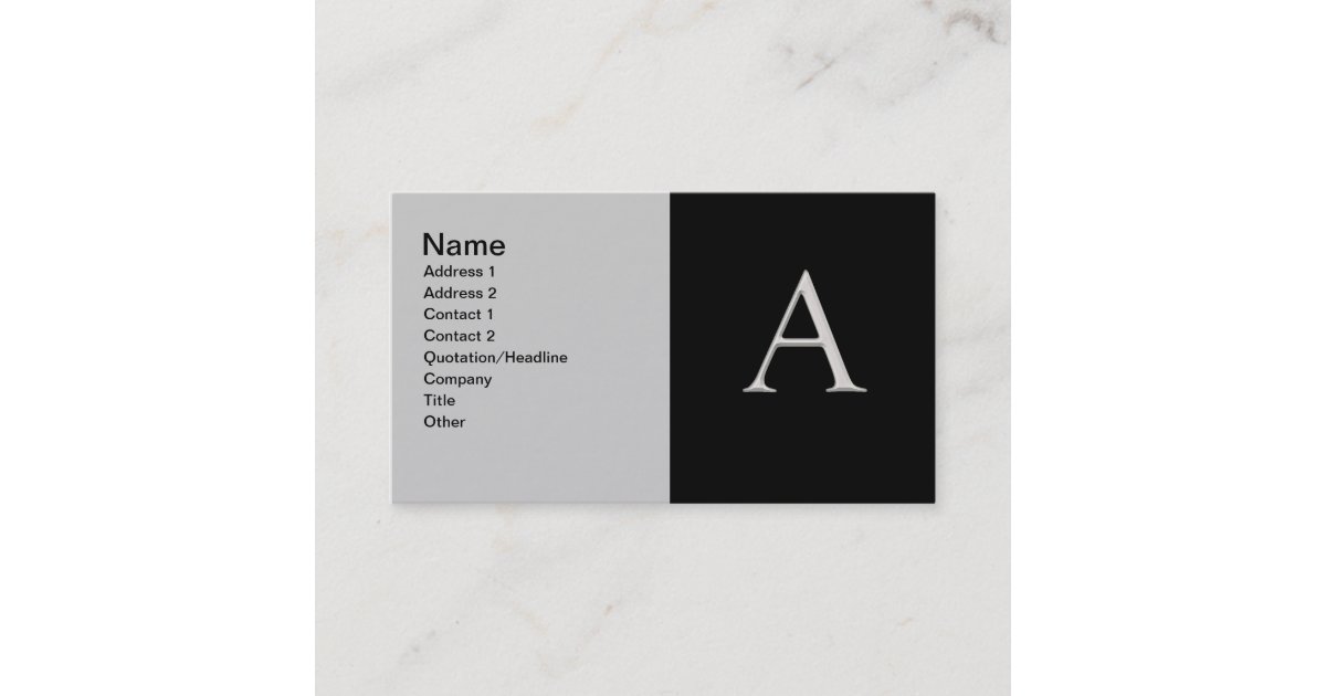 Raised Silver Letter "A" Business Card | Zazzle
