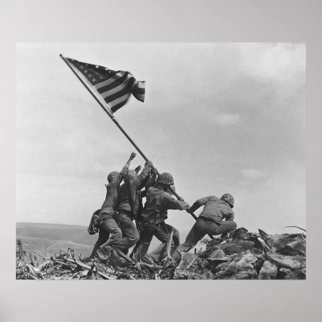 Raising the Flag on Iwo Jima By Joe Rosenthal Poster | Zazzle