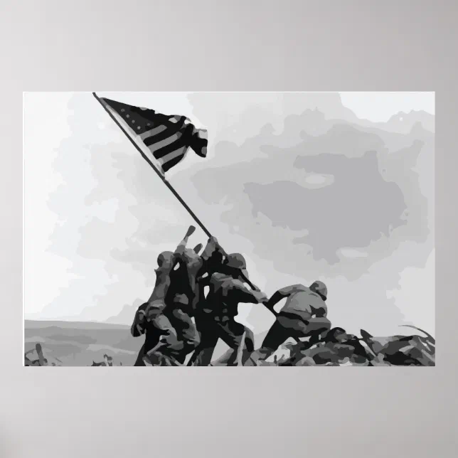 Raising the Flag on Iwo Jima vintage poster | Zazzle
