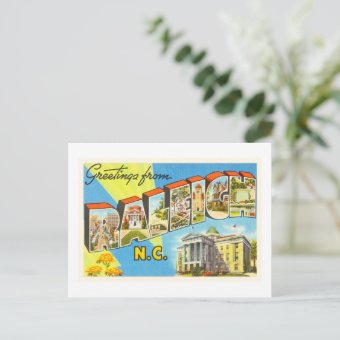 Raleigh North Carolina NC Vintage Travel Postcard- Postcard | Zazzle