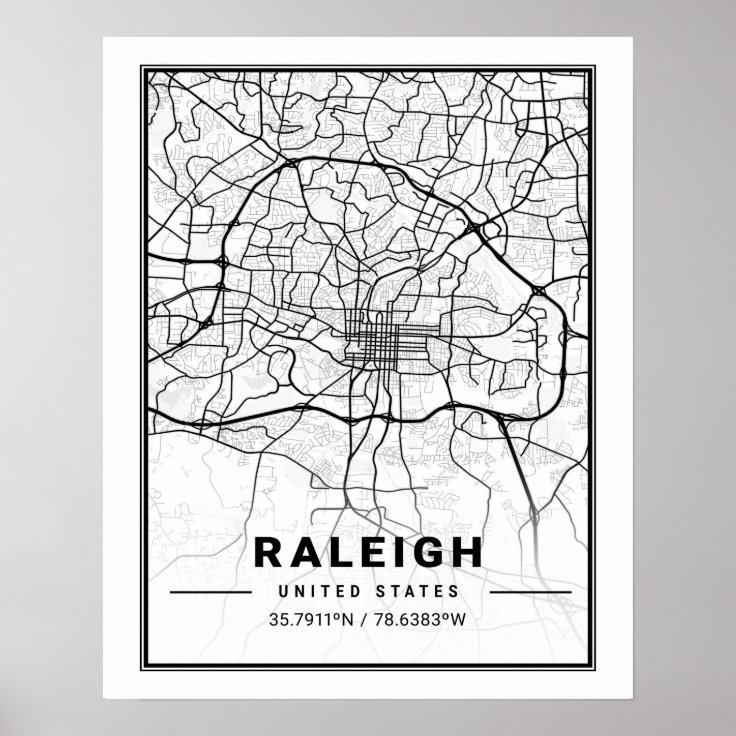 Raleigh North Carolina USA Travel City Map Poster | Zazzle