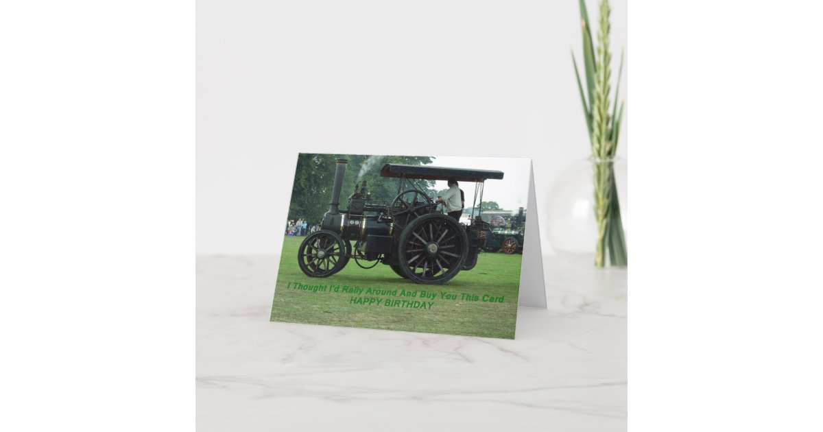 Rally Around Steam Engine Birthday Card | Zazzle