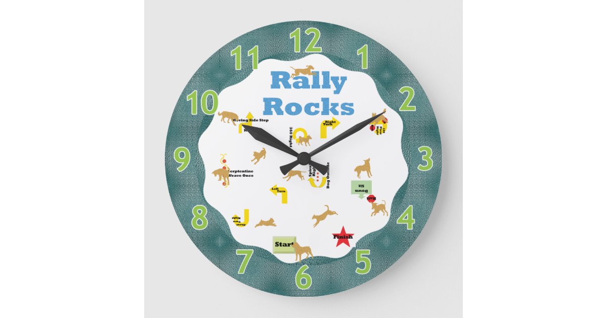 Rally Rocks Dogs Large Clock | Zazzle