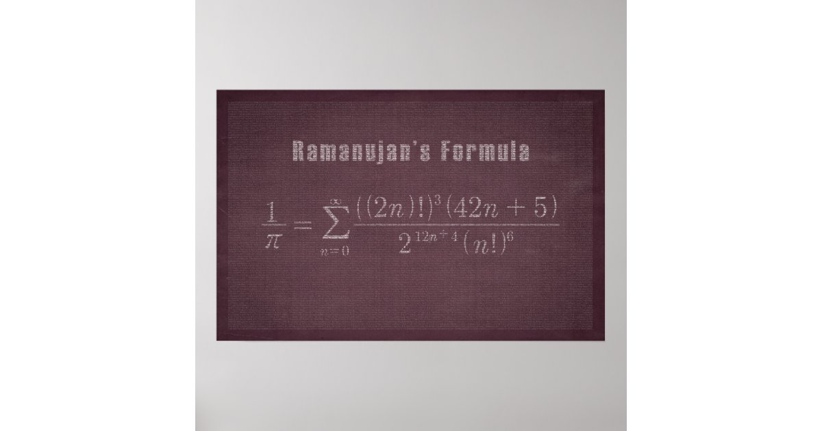 Ramanujan's Pi Formula - Math Poster | Zazzle