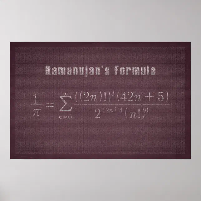 Ramanujan's Pi Formula - Math Poster | Zazzle