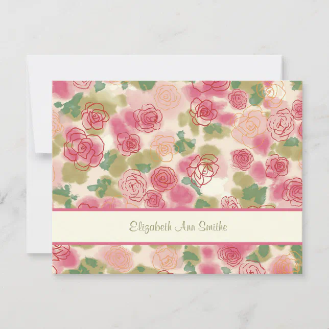 Rambling Rose Personalized Stationery Note Card | Zazzle