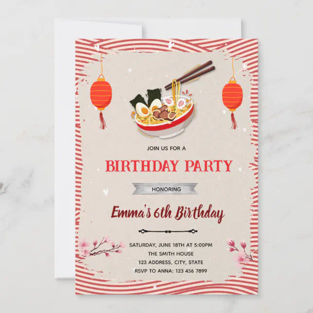 Ramen birthday invitation | Zazzle