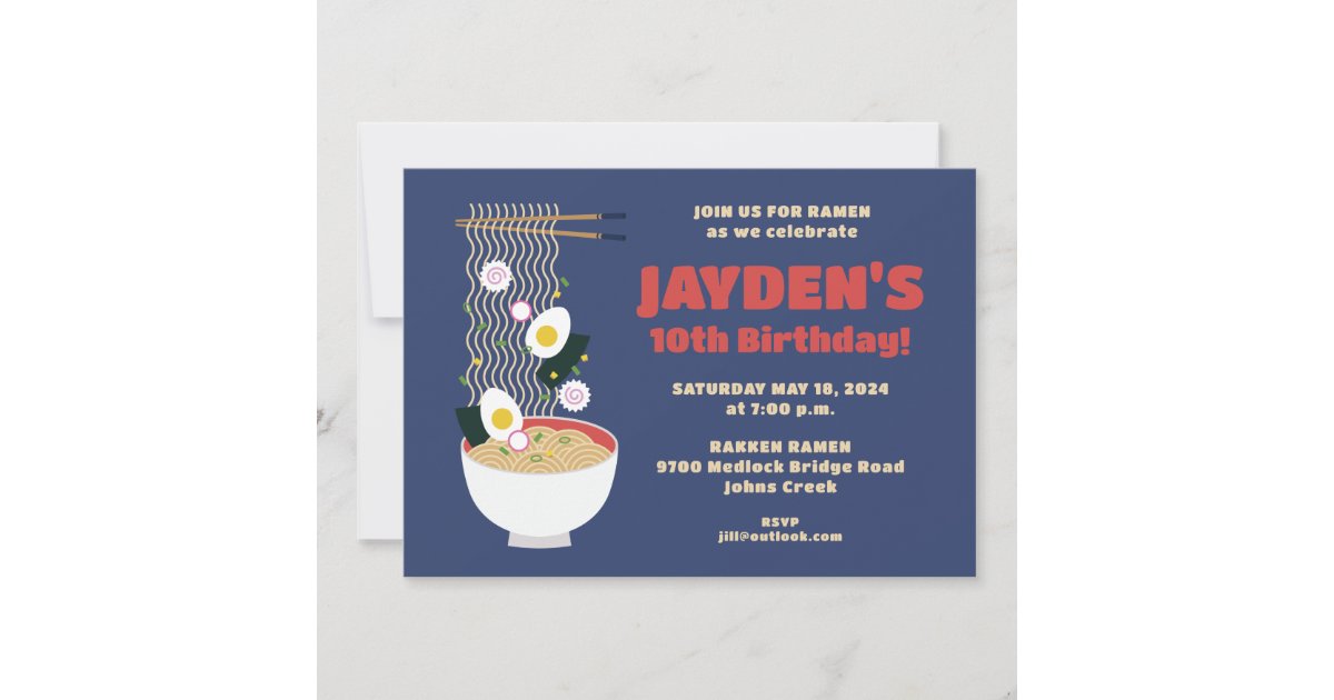 Ramen Noodle Birthday Party Invitation | Zazzle