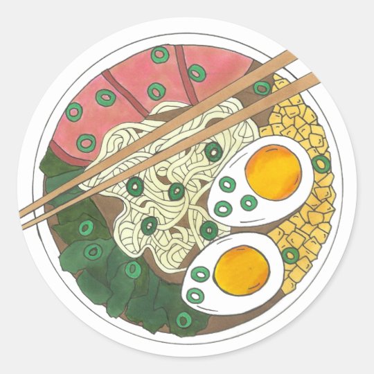 Ramen Noodles Bowl Japanese Food Restaurant Foodie Classic Round ...