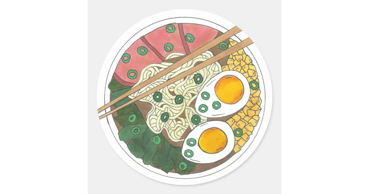 Ramen Noodles Bowl Japanese Food Restaurant Foodie Classic Round ...
