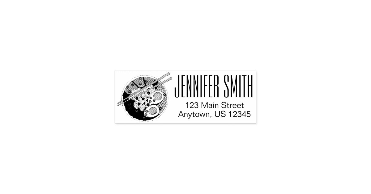 Ramen Noodles Japanese Food Personalized Address Rubber Stamp | Zazzle