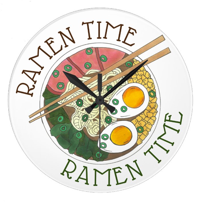 Ramen Time Japanese Food Noodle Soup Restaurant Large Clock | Zazzle.com