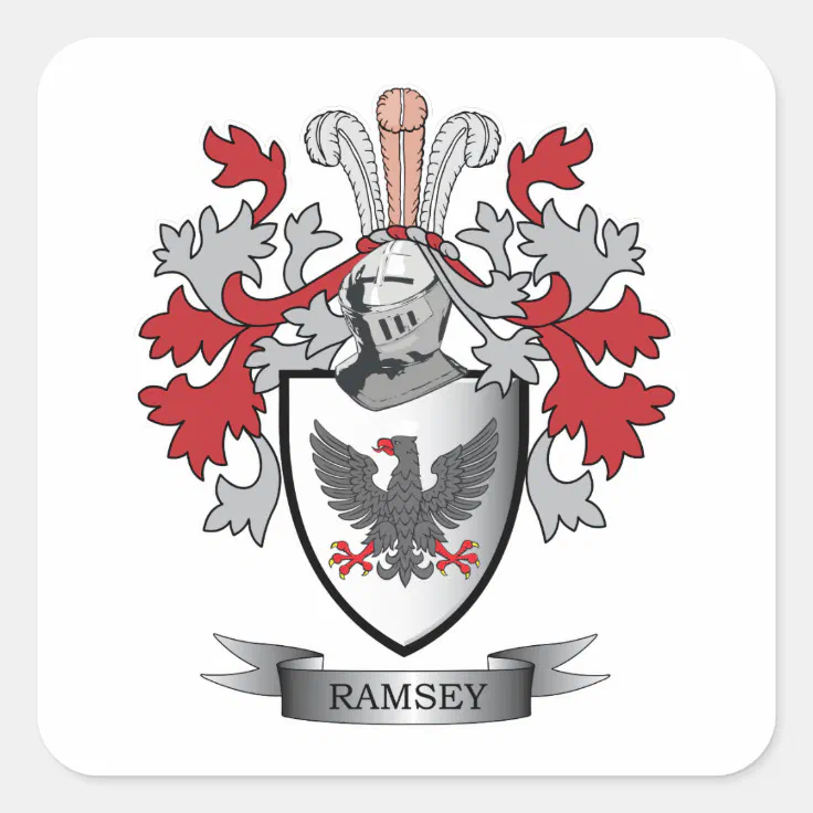 Ramsey Family Crest Coat of Arms Square Sticker | Zazzle