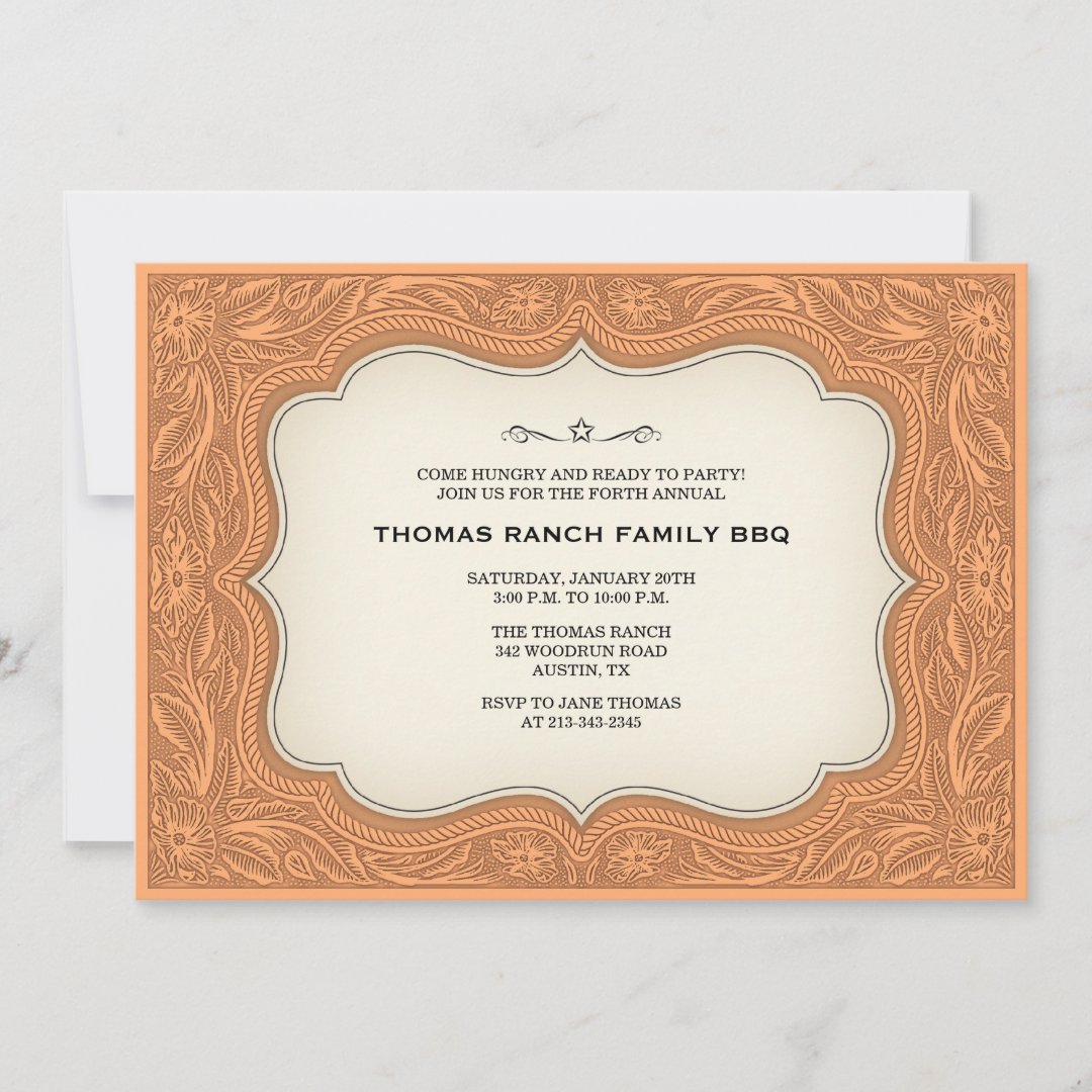 Ranch Style Light Brown Western Invitations | Zazzle