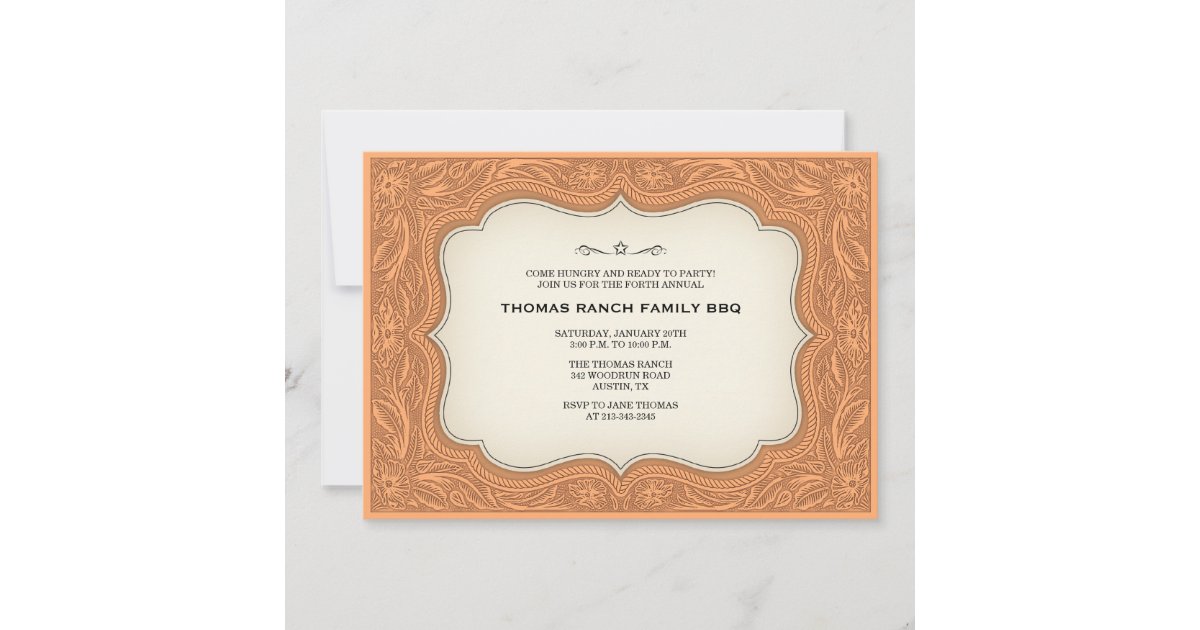 Ranch Style Light Brown Western Invitations | Zazzle