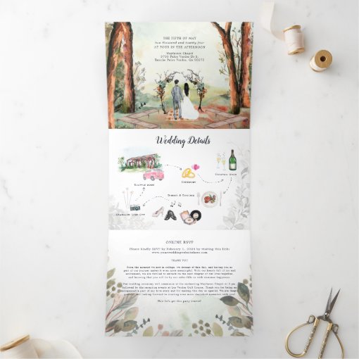 Rancho Palos Verdes | Boho Wedding Tri-Fold Invitation | Zazzle