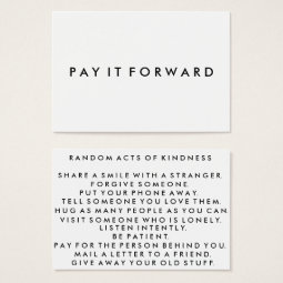 Random Acts of Kindness Pay It Forward Card | Zazzle
