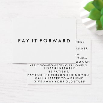 Random Acts of Kindness Pay It Forward Card | Zazzle