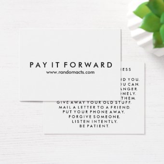 Random Acts of Kindness Pay It Forward Card I | Zazzle