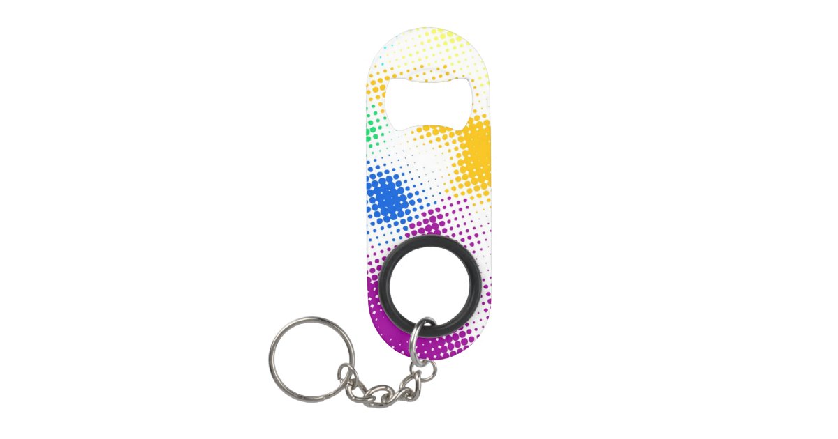 Random halftone colorful background keychain bottle opener | Zazzle