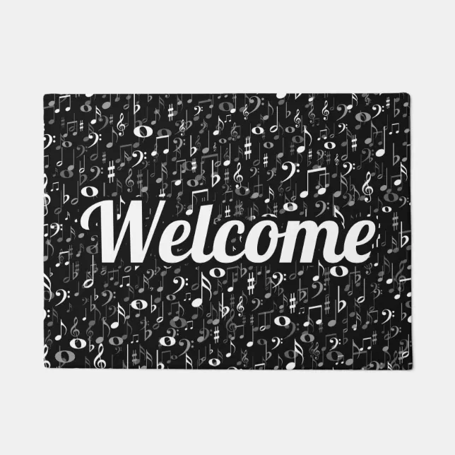 Random Musical Notes and Symbols Welcome Doormat | Zazzle