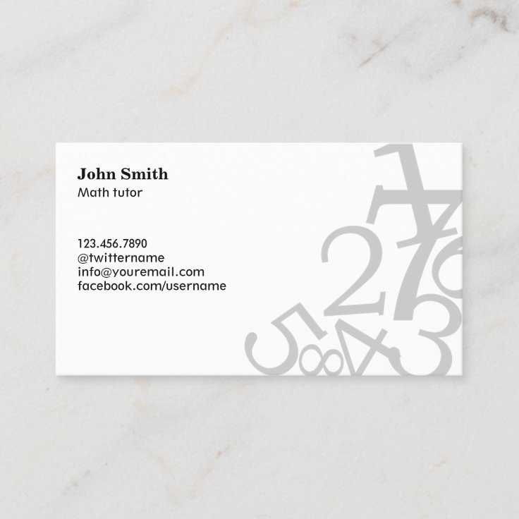 Random Numbers Math Tutor Business Cards | Zazzle