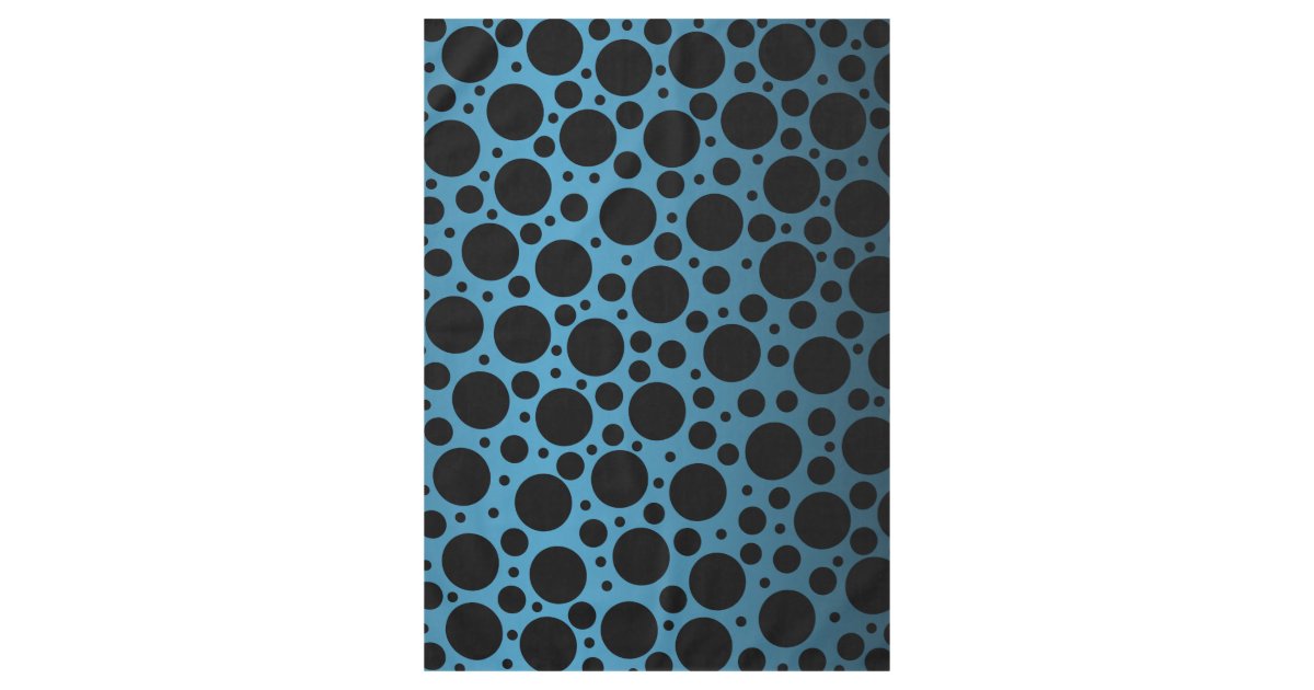 Random Polka Dots - Peacock Blue to Black Gradient Tablecloth | Zazzle