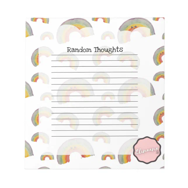 Random Thoughts, Kawaii Rainbow Notepad | Zazzle