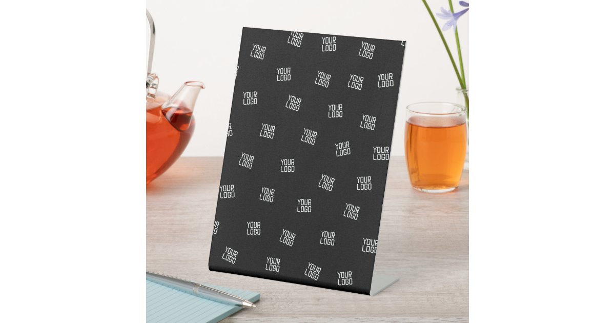 Randomly Arranged Design, Business Logo or Image Pedestal Sign | Zazzle