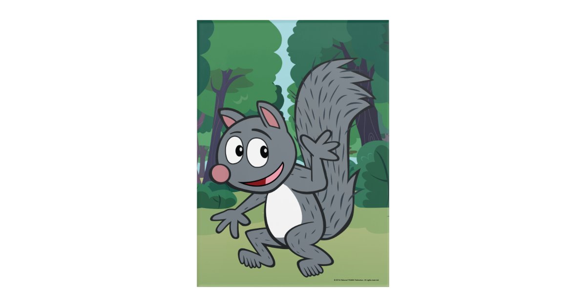 Ranger Rick | Gray Squirrel Waving Acrylic Print | Zazzle
