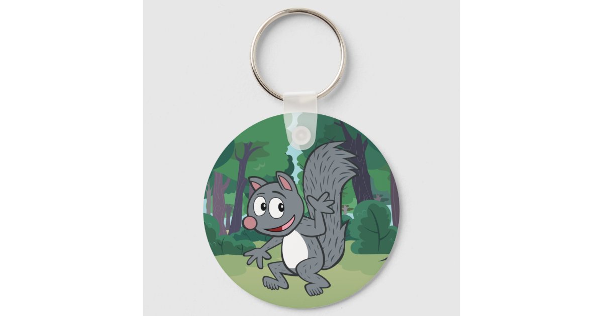 Ranger Rick | Gray Squirrel Waving Keychain | Zazzle
