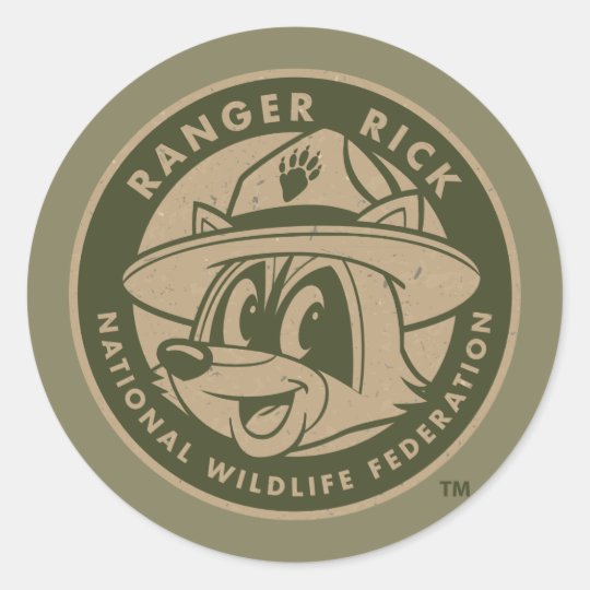 Ranger Rick | Ranger Rick Khaki Logo Classic Round Sticker | Zazzle.com