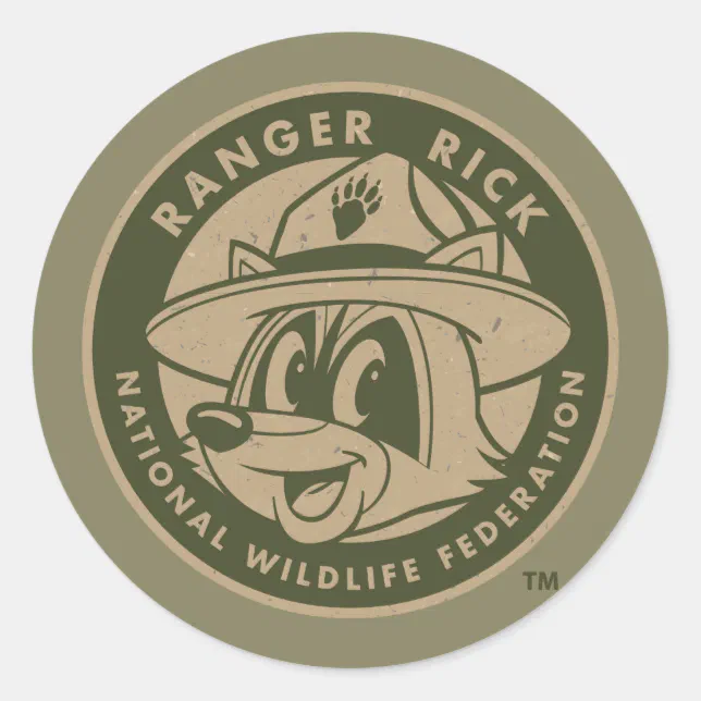Ranger Rick | Ranger Rick Khaki Logo Classic Round Sticker | Zazzle