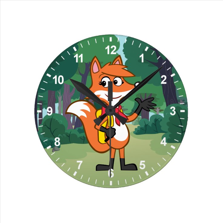 Ranger Rick | Scarlett Fox Waving Round Clock | Zazzle