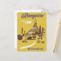 Rangoon Myanmar vintage travel poster Postcard | Zazzle