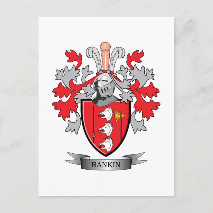 Rankin Family Crest Coat of Arms Postcard | Zazzle